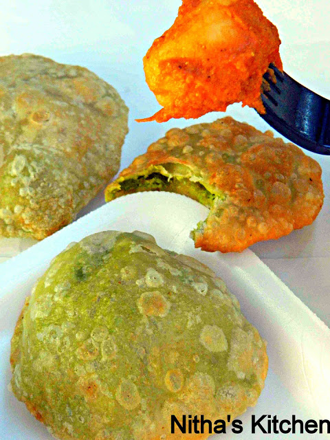 Green Peas Stuffed Kachori with Aloo dum masala - Nitha Kitchen