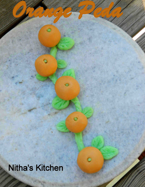 Orange Peda Mithai with Homemade Condensed Milk - Nitha Kitchen