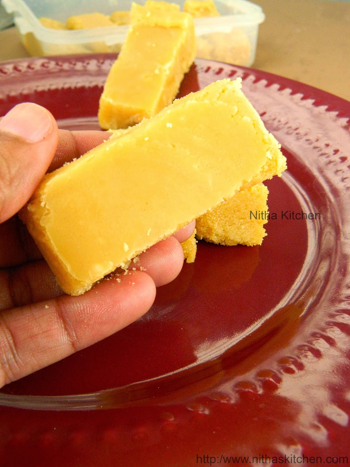 Easy Mysore Pak Recipe With Reduced Ghee Nitha Kitchen