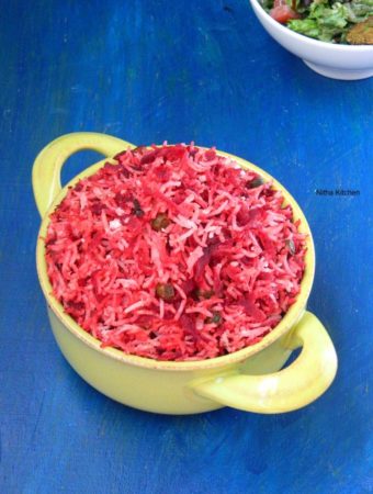 Beetroot Pulao Recipe | Coconut Milk Rice - Nitha Kitchen
