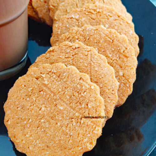 Nitha Kitchen - Eggless Whole Wheat Coconut Cookies Recipe