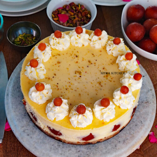Gulab Jamun Cheesecake Video Recipe - Nitha Kitchen