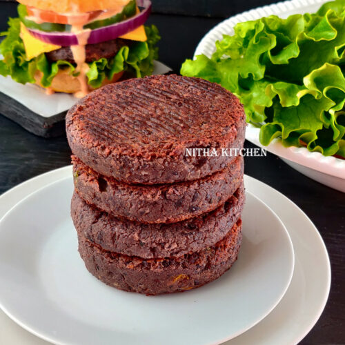 Homemade Black Bean Patty Burger Recipe - Nitha Kitchen