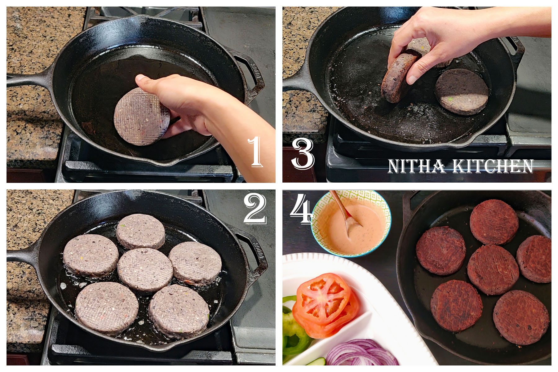 Homemade Black Bean Patty Burger Recipe - Nitha Kitchen